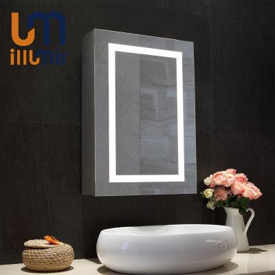 Cina Armadio specchio da bagno illuminato a LED montato a parete in stile moderno con telaio in alluminio in vendita