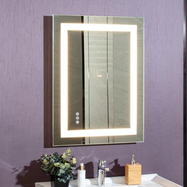 Quality Rectangular Front Lighted LED Bathroom Wall Mirror with 5mm Copper Free Silver Mirror for sale