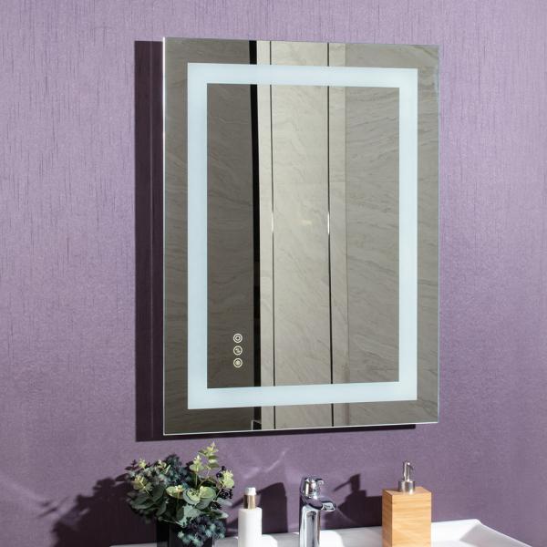 Quality Rectangular Front Lighted LED Bathroom Wall Mirror with 5mm Copper Free Silver for sale