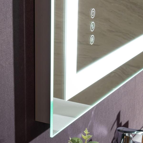 Quality Rectangular Front Lighted LED Bathroom Wall Mirror with 5mm Copper Free Silver for sale