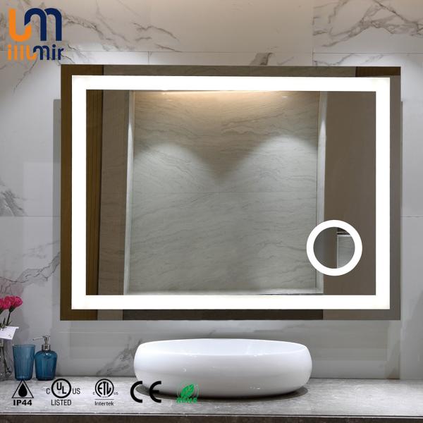 Quality IP44 Rated Silver Square Cosmetic Mirror with LED Illumination Easy Wall Mounting for sale