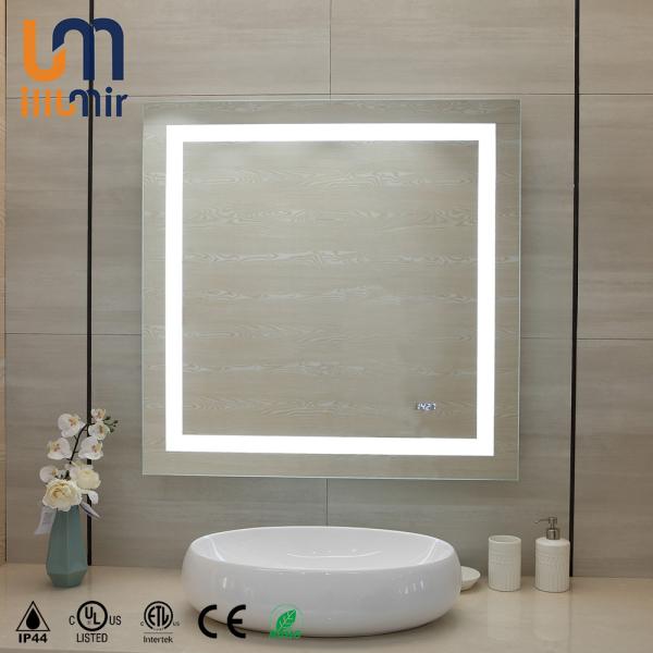 Quality IP44 Rated Silver Square Cosmetic Mirror with LED Illumination Easy Wall for sale
