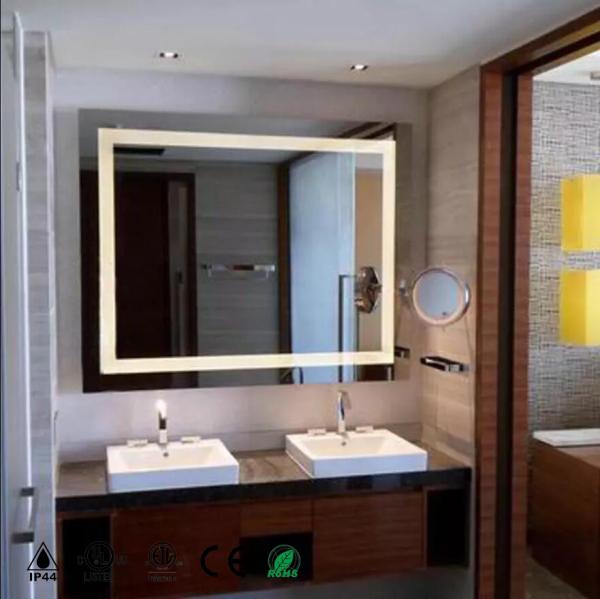Quality IP44 Rated Silver Square Cosmetic Mirror with LED Illumination Easy Wall for sale