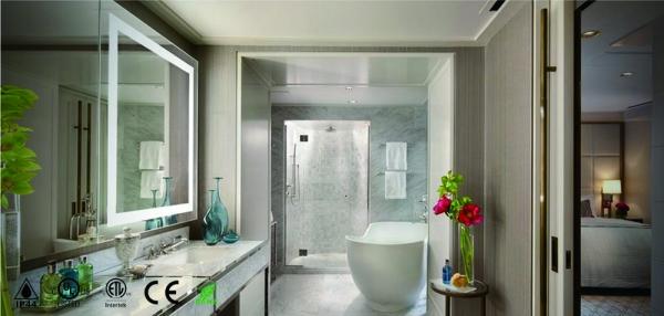 Quality IP44 Rated Silver Square Cosmetic Mirror with LED Illumination Easy Wall for sale