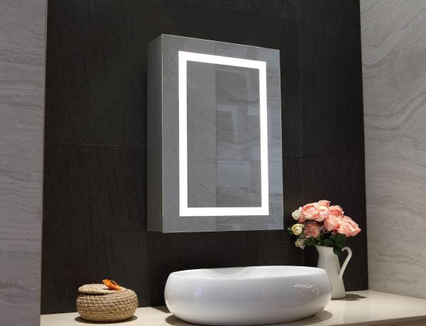 Quality Anti Fog Custom Led Mirror With Medicine Cabinet For Home Bathroom Decoration for sale