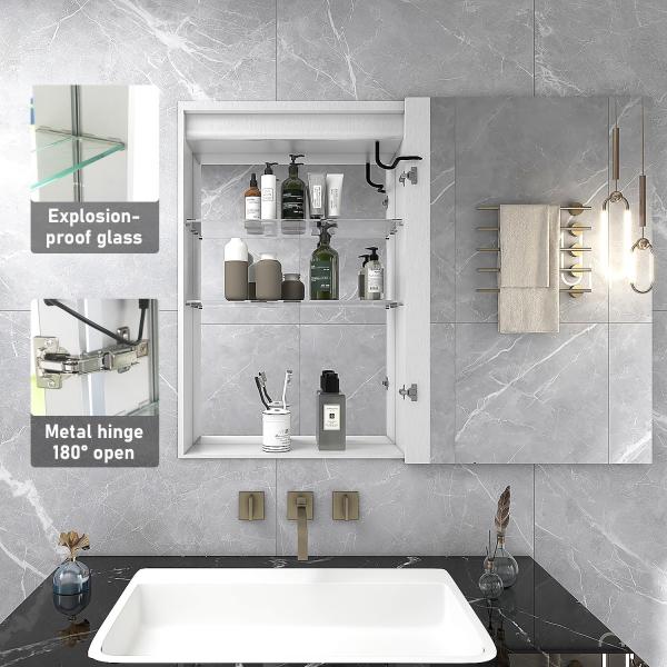 Quality Plug Type 1.1meter Hardwire Mirrored Cabinets with Cabinet Storage and LED Light for sale