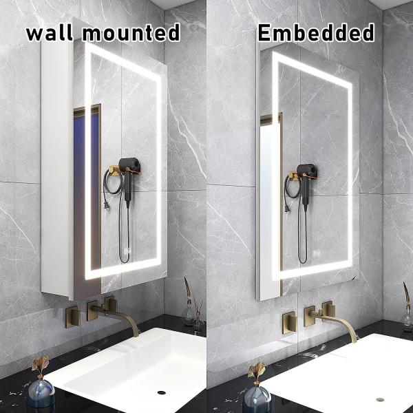 Quality Plug Type 1.1meter Hardwire Mirrored Cabinets with Cabinet Storage and LED Light for sale