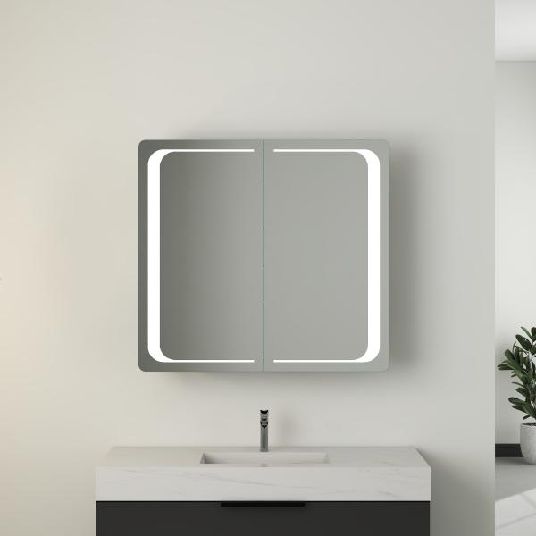 Quality Smart LED Makeup Touch Sensor Switch Double Doors Medicine Cabinet with Jewelry Storage for sale