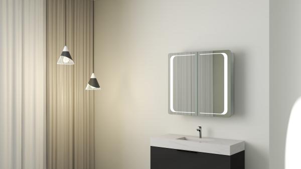 Quality Smart LED Makeup Touch Sensor Switch Double Doors Medicine Cabinet with Jewelry for sale