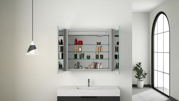 Quality Smart LED Makeup Touch Sensor Switch Double Doors Medicine Cabinet with Jewelry for sale