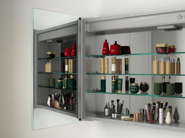 Quality Smart LED Makeup Touch Sensor Switch Double Doors Medicine Cabinet with Jewelry for sale