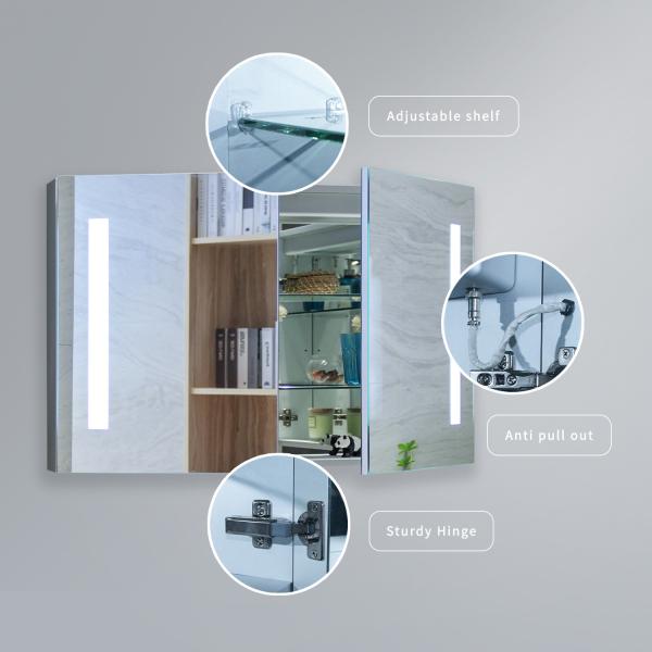 Quality Waterproof Wall Mounted Bathroom Cabinet with Mirror and High Output LED for sale