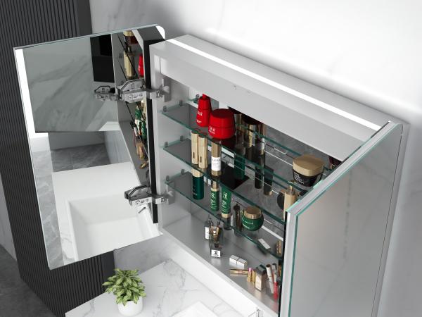 Quality Modern Style Touch Sensor LED Double Sided Mirror Door Cabinet for Luxury for sale