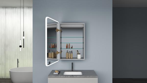 Quality Wall Mounted Led Medicine Cabinet Anti Fog Lighted Vanity Mirror With Storage for sale