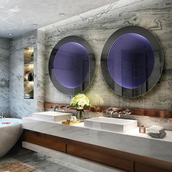 Quality Hotel 3D Mirror Magic Tunnel Bathroom LED Infinity Mirror with Silver Lenses Material for sale