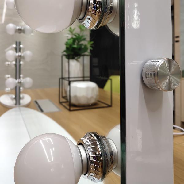 Quality White Finishing Hollywood Dimmable Mirror With Big LED Light Bulbs for Beauty for sale