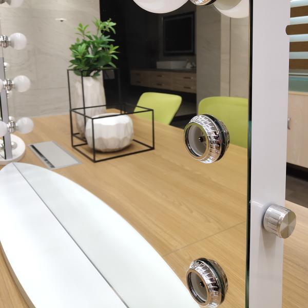 Quality White Finishing Hollywood Dimmable Mirror With Big LED Light Bulbs for Beauty for sale