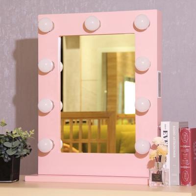 China Framed Makeup Mirror With Lights Smart Dimming Pink Led Makeup Mirror for sale