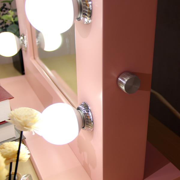 Quality Modern Luxury Table Top Framed Small Mirror with Smart Dimming LED Makeup Pink for sale