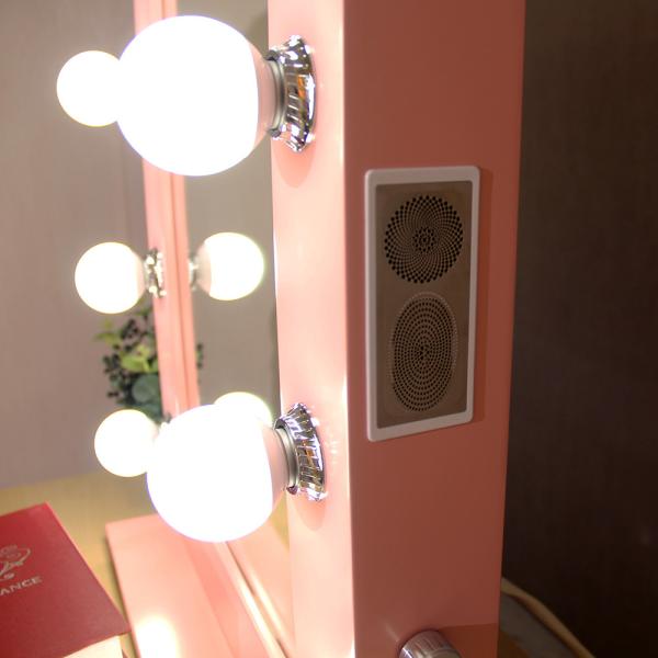 Quality Modern Luxury Table Top Framed Small Mirror with Smart Dimming LED Makeup Pink for sale
