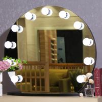 Quality Custom Desktop LED Lighted Round Vanity Black Table Mirror for Hollywood Style for sale