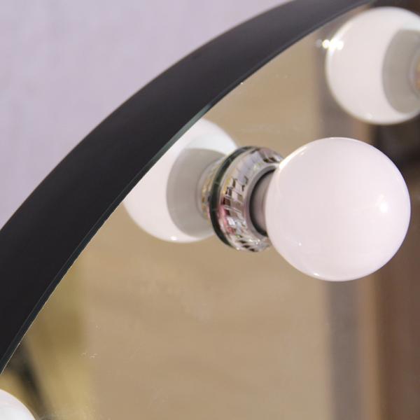 Quality Custom Desktop LED Lighted Round Vanity Black Table Mirror for Hollywood Style for sale