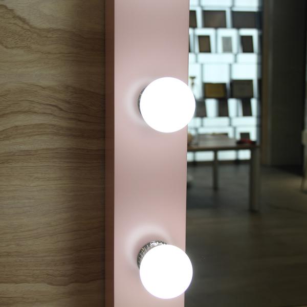 Quality Single Sided Full Length Hollywood Mirror Pink Metal Framed Full Body Vanity for sale