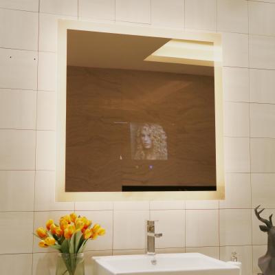 China Frameless verlichte badkamer wandspiegel met touchscreen lcd tv en defogger Te koop
