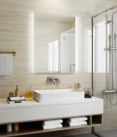 China Adjustable LED Touch Bathroom Mirror Beveled Edge Touch Light Vanity Mirror for sale