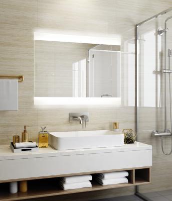 China Polished Edge Led Backlit Bathroom Mirror Hotel Home Decoration With Demister for sale