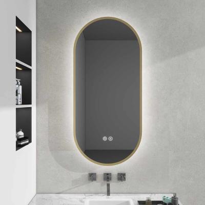 China Luz de espelho de banheiro LED moderna com sensor de toque de temperatura de cor escurecível e design elegante sem moldura para interiores domésticos e projetos hoteleiros à venda