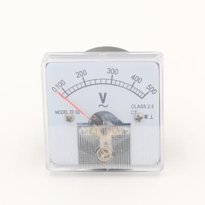 China 50*50mm Analog Panel Voltage Meters with Pointer 500v AC Voltmeter Analog with Measuring Range 0-500v Three Phase for sale