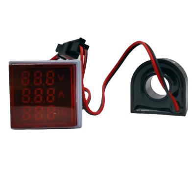 China 22mm Mini Digital 3-in-1 AC Voltmeter Ammeter & Hz Current Frequency Meter Light Panel Meter for Home & Office Use for sale