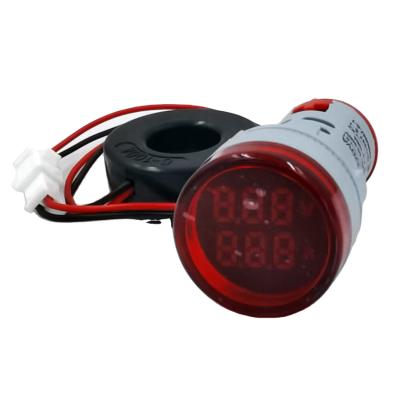 China 22mm Mini Digital Panel Meter Dual LED Volt/Ammeter ABS Material Red Backlight IP53 Rated 0.5 Accuracy 100A Max Single Phase for sale