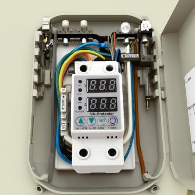 China Single Phase 230V AC 63A Din Rail Adjustable Voltage&Current Protector Dual LED Display for home appliance safety for sale