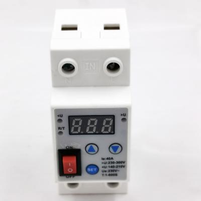 China 40A Din Rail Single Phase Over Under Voltage Protector Automatic Reconnect Device with On-Off Function Voltage Display SVC Use for sale