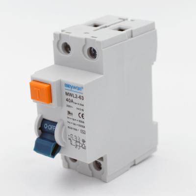 China 25A 40A 63A Electromagnetic Type RCBO Residual Current Operated Circuit with 2 Pole Rccb Miniature Circuit Breakers AC Type a for sale