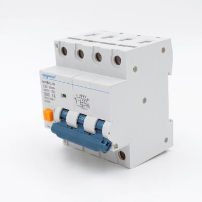 China Electro Magnetic Type 32A 40A RCBO Circuit Breaker Residual Current Operated 4P 30MA Made Copper 6kA Breaking Capacity IEC for sale