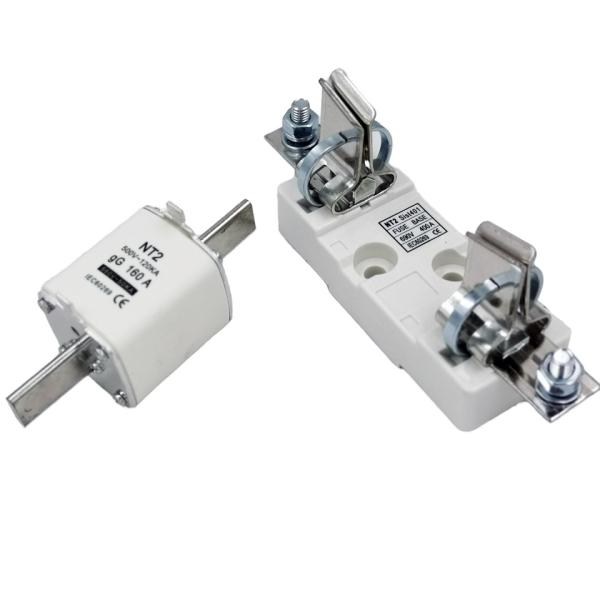Quality High Breaking Capacity 500V 120KA gG 160A HRC Ceramic Blade Fuse Block for Thermal Usage with NT2 NH2 Hrc Fuse Link for sale