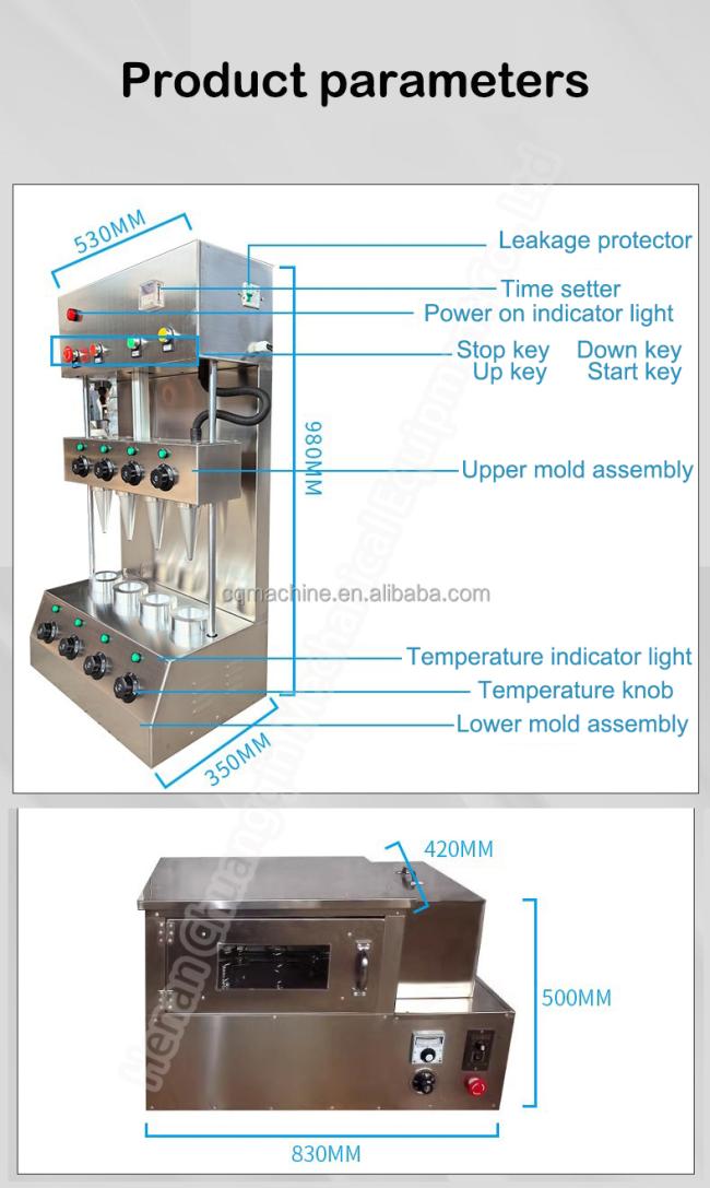 Pizza cone making machine in operation