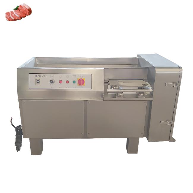 Automatic meat cutting machine in operation