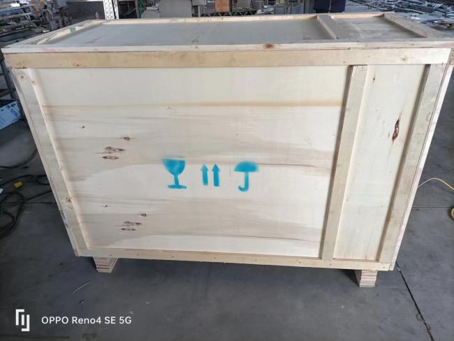 Packaged egg processing machine ready for shipment