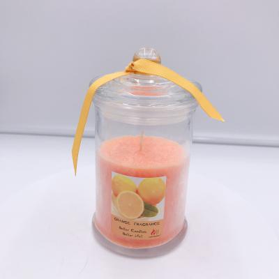 China Custom colorful scented soy wax candle with lid in glass jar for sale