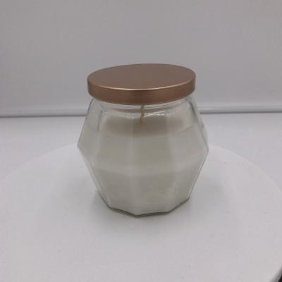 China Wholesale Eco-friendly White Glass Wax Soy Scented Wax Candle with Lid for Home Decoration for sale