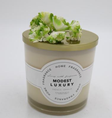 China wholesale Environment-friendly luxury scented glass candle with gold lid for party for sale