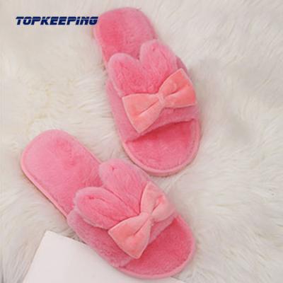 Cina L'arco multicolore della pelliccia del tallone piano fa scorrere le scarpe per le donne in vendita