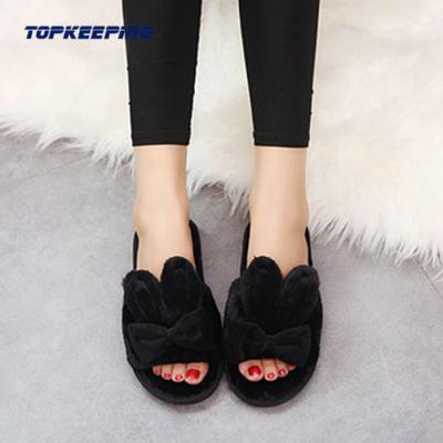 Cina L'arco multicolore della pelliccia del tallone piano fa scorrere le scarpe per le donne in vendita