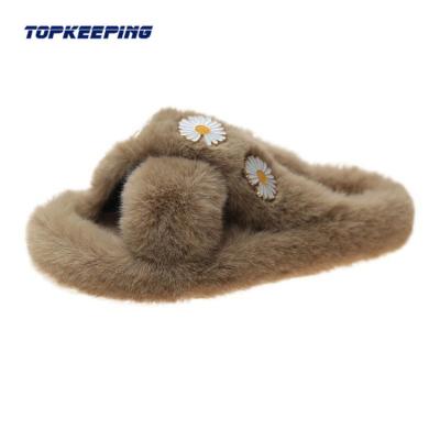 Cina 1D0018 pantofola lanuginosa del Aperto dito del piede fatto a mano di signora Fur per la donna in vendita