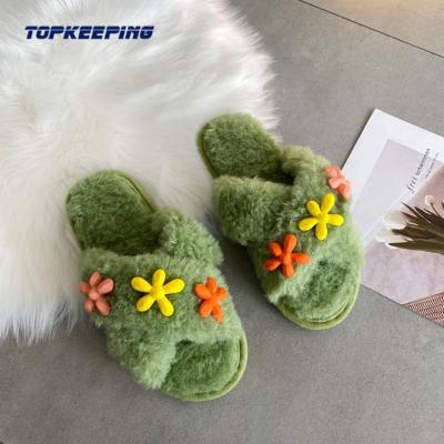 Cina pantofola lanuginosa simile a pelliccia su ordinazione delle scarpe della donna 1D0011 in vendita