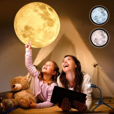 China USB Charging Moon Lamp with 3 Lighting Color  Angle Bendable Brightness Adjustable Moon Atmosphere Projector night light for sale